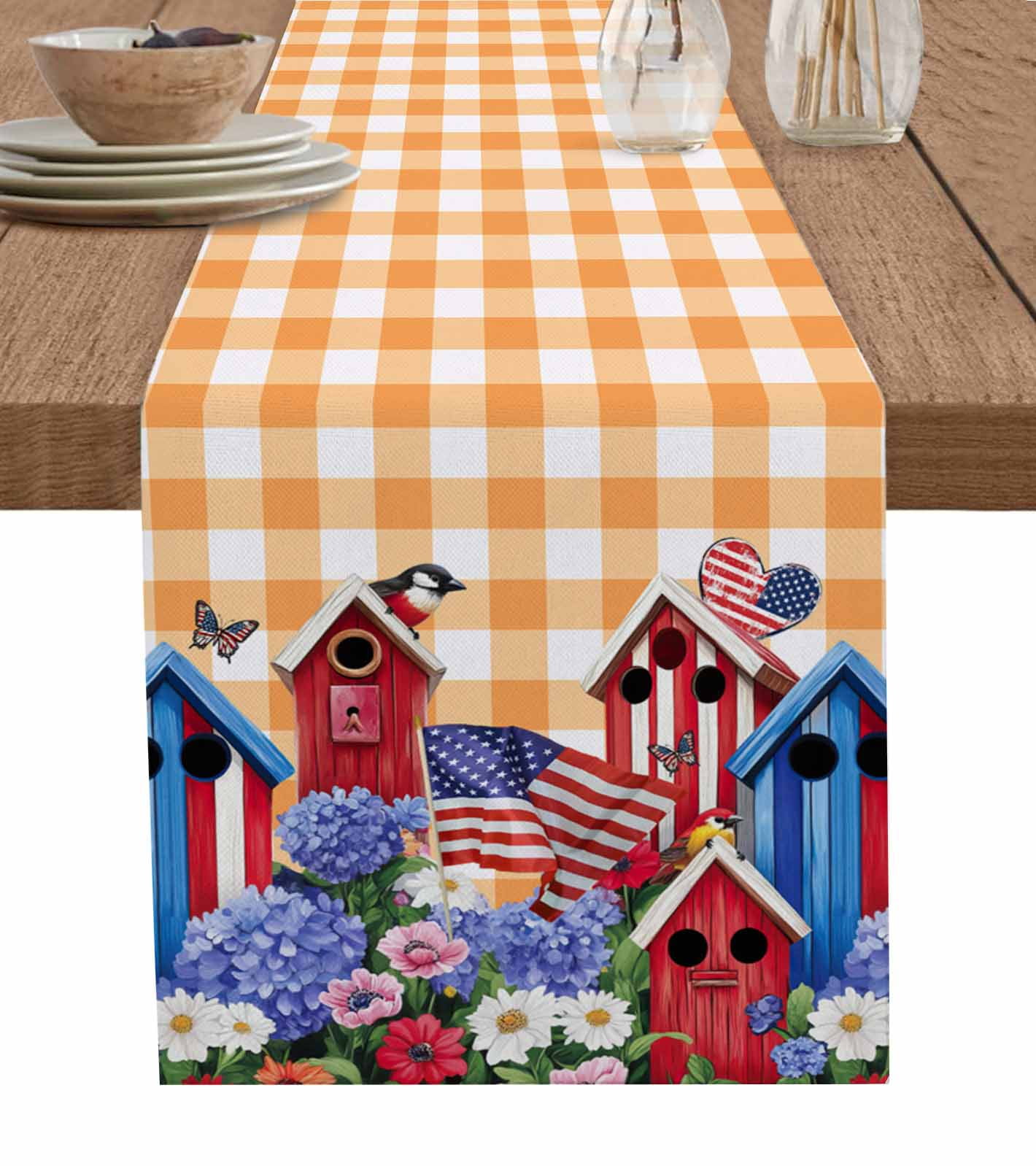 Boanket American Flag Table Runner - 60 Inch Long, Kitchen Dining Table ...