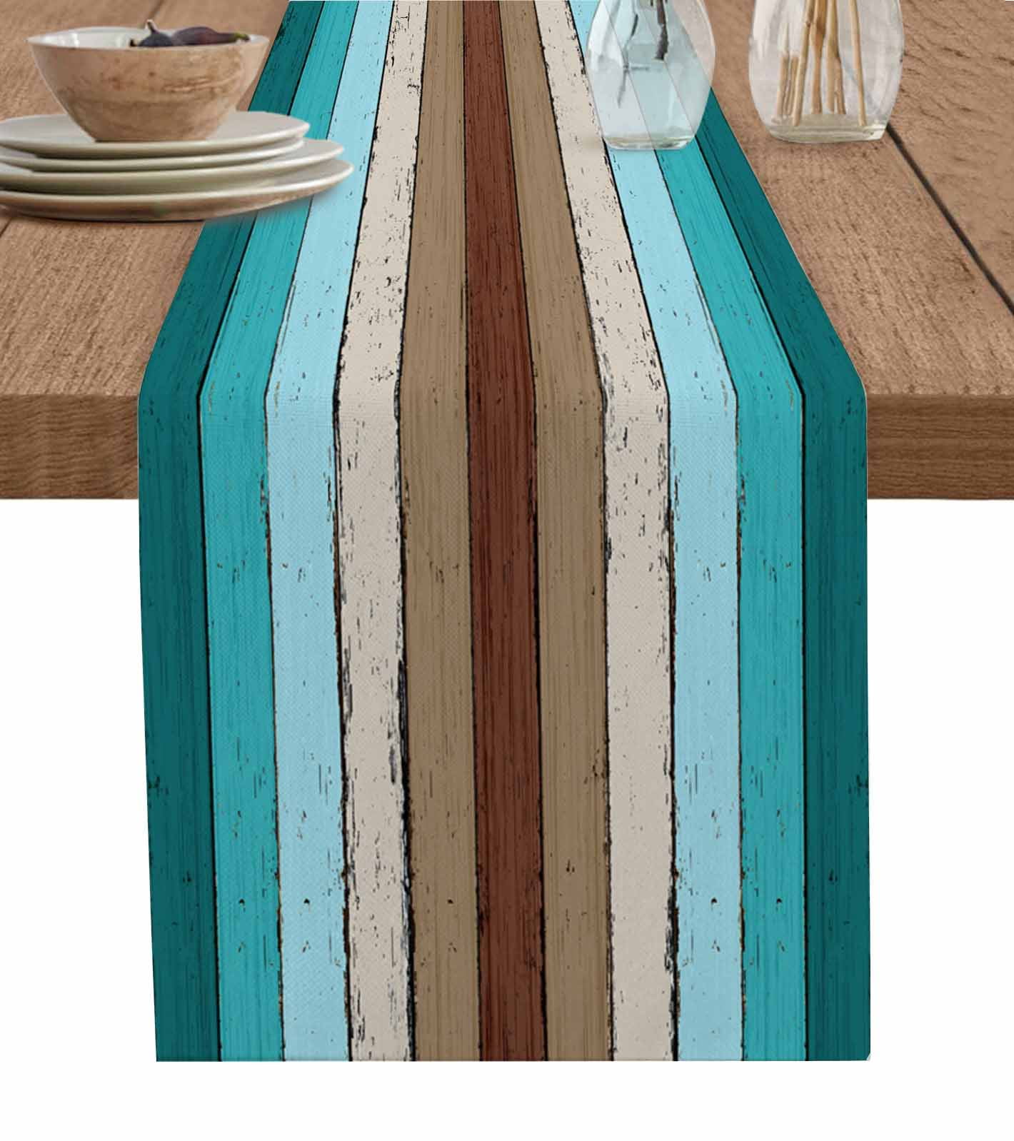 Boanket Aqua Teal Table Runner - 70 Inch Long, Kitchen Dining Table ...