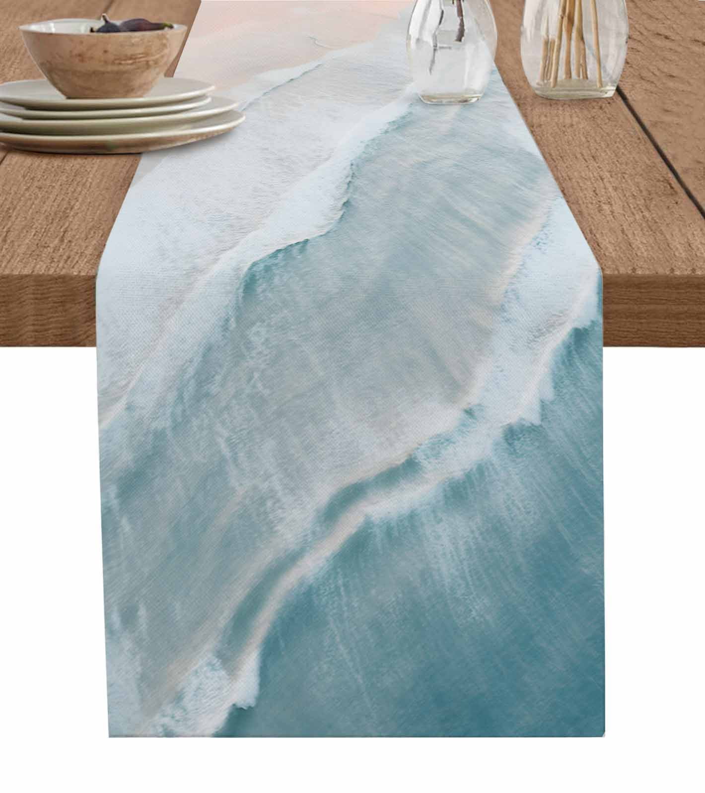 Boanket Beach Coastal Table Runner - 108 Inch Long, Kitchen Dining ...