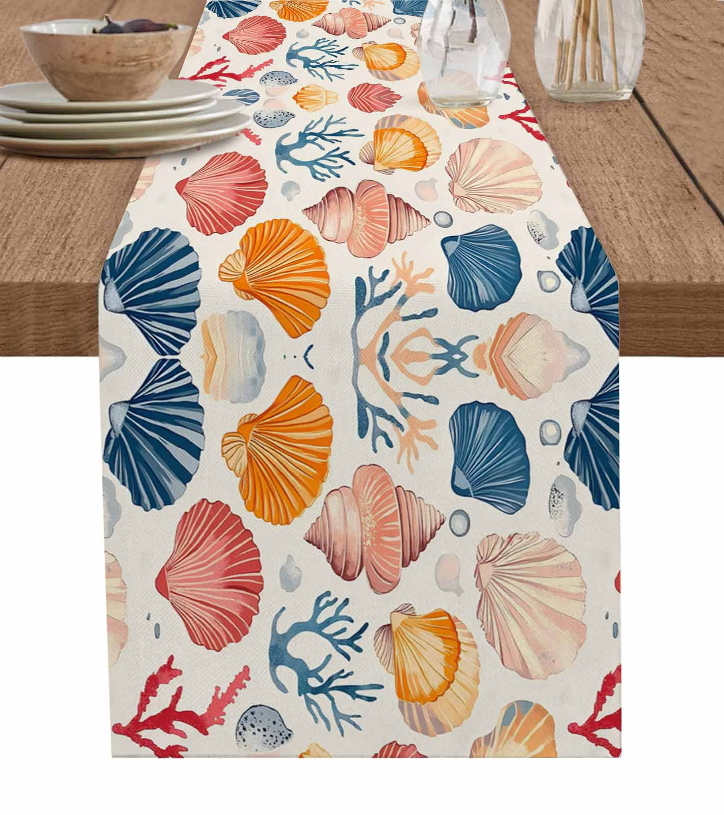 Boanket Beach Coastal Table Runner - 108 Inch Long, Kitchen Dining ...