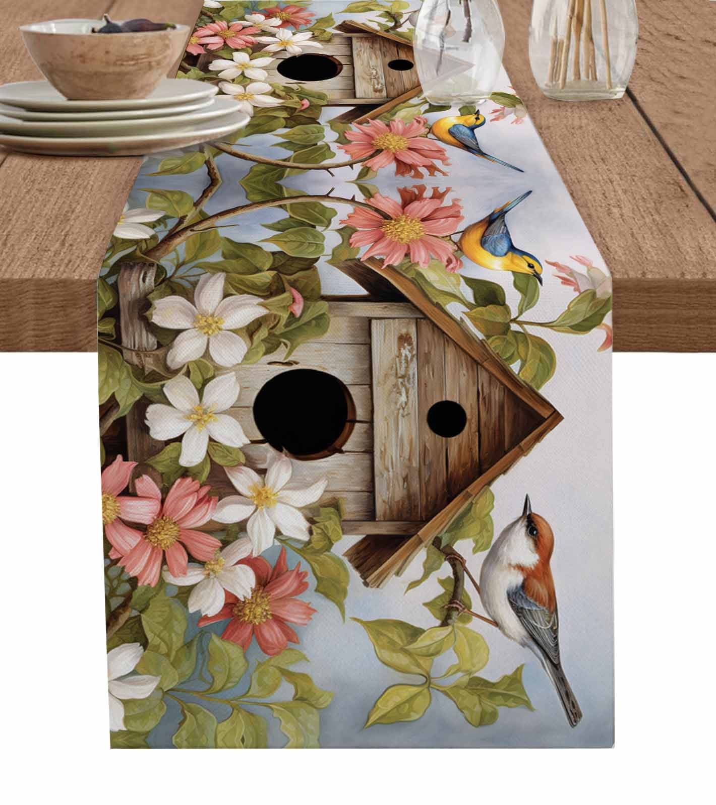 Boanket Birdhouse, Table Runner - 36 Inch Long, Kitchen Dining Table Runner Dresser Scarves ...