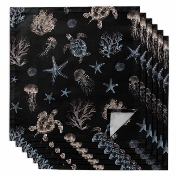 Boanket Black Coastal Cloth Napkins Set of 6, Holiday Napkins for Baby ...