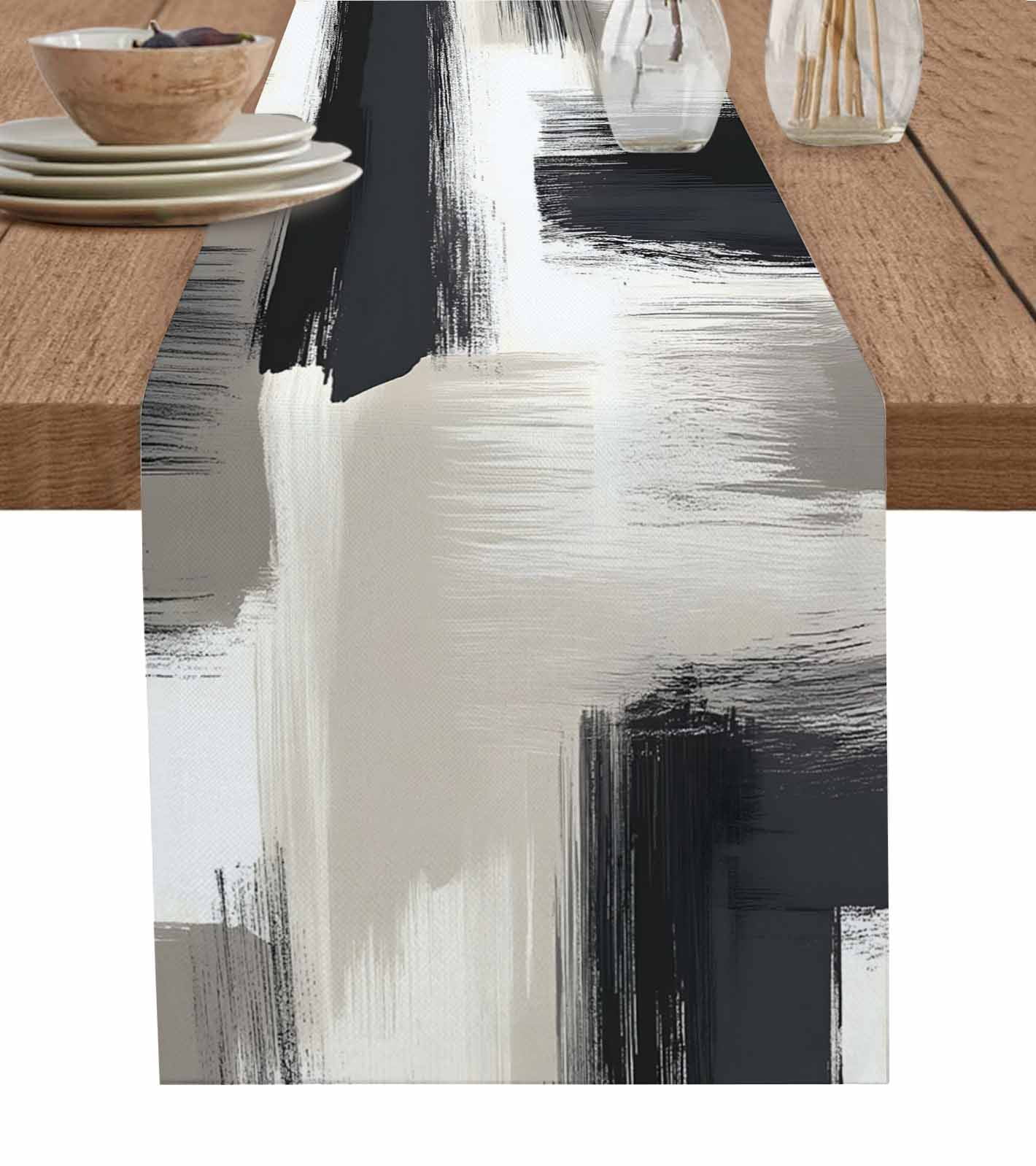 Boanket Black Grey Table Runner - 90 Inch Long, Kitchen Dining Table ...
