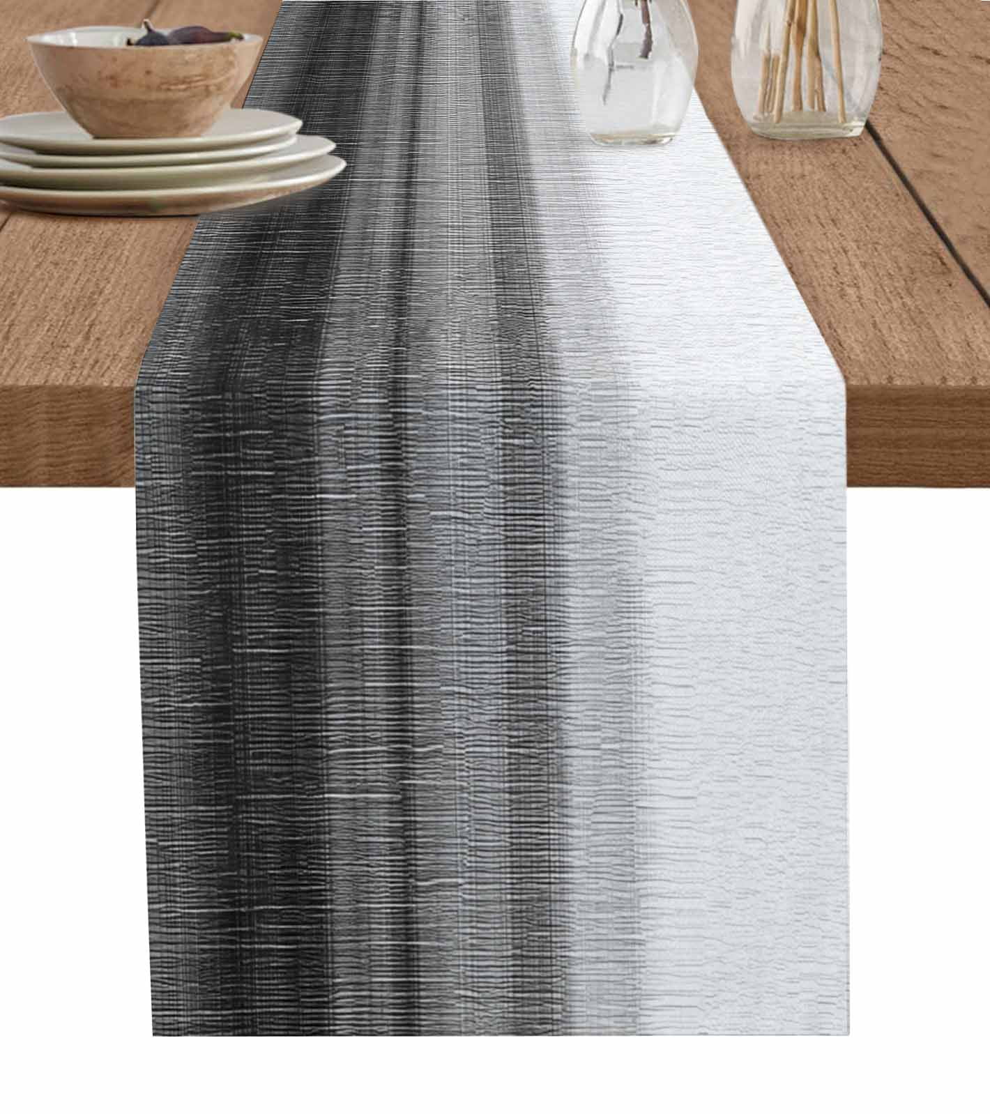 Boanket Black White Ombre Table Runner - 60 Inch Long, Kitchen Dining ...