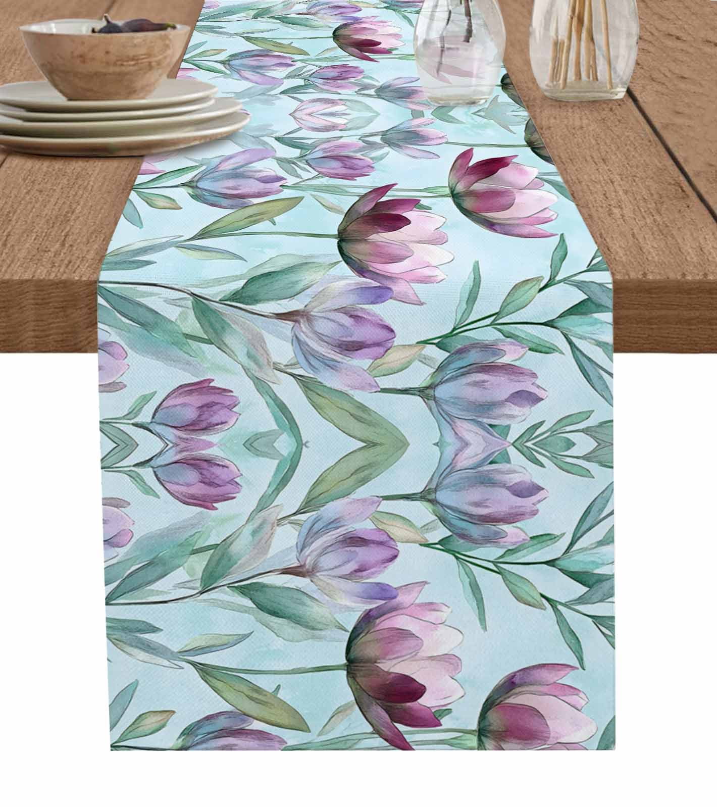 Boanket Blossoming Botanical Prints Table Runner - 108 Inch Long ...
