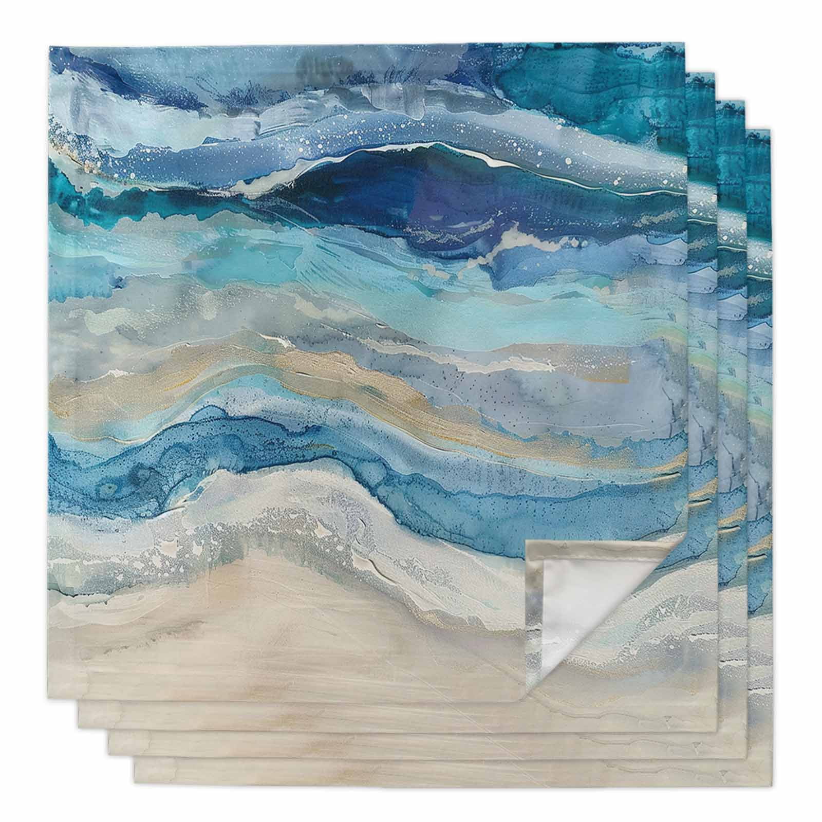 Boanket Blue Coastal Cloth Napkins Set of 4, Holiday Napkins for Baby ...