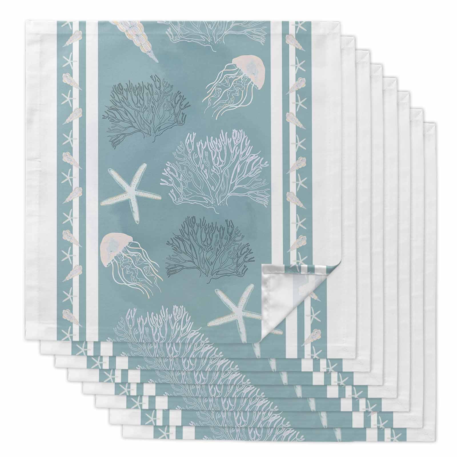Boanket Blue Coastal Cloth Napkins Set of 8, Holiday Napkins for Baby ...