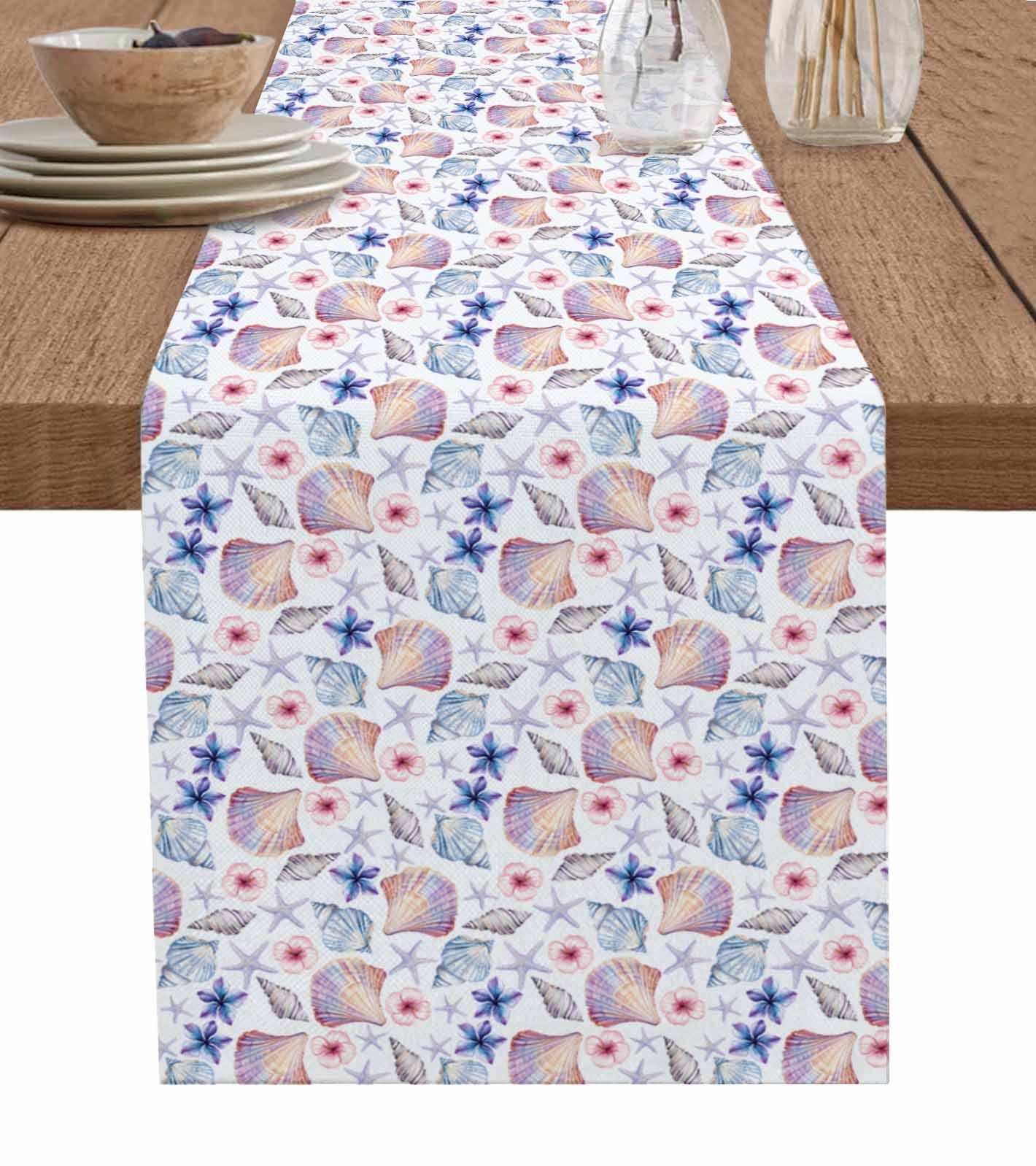 Boanket Blue Flower Table Runner - 70 Inch Long, Kitchen Dining Table ...