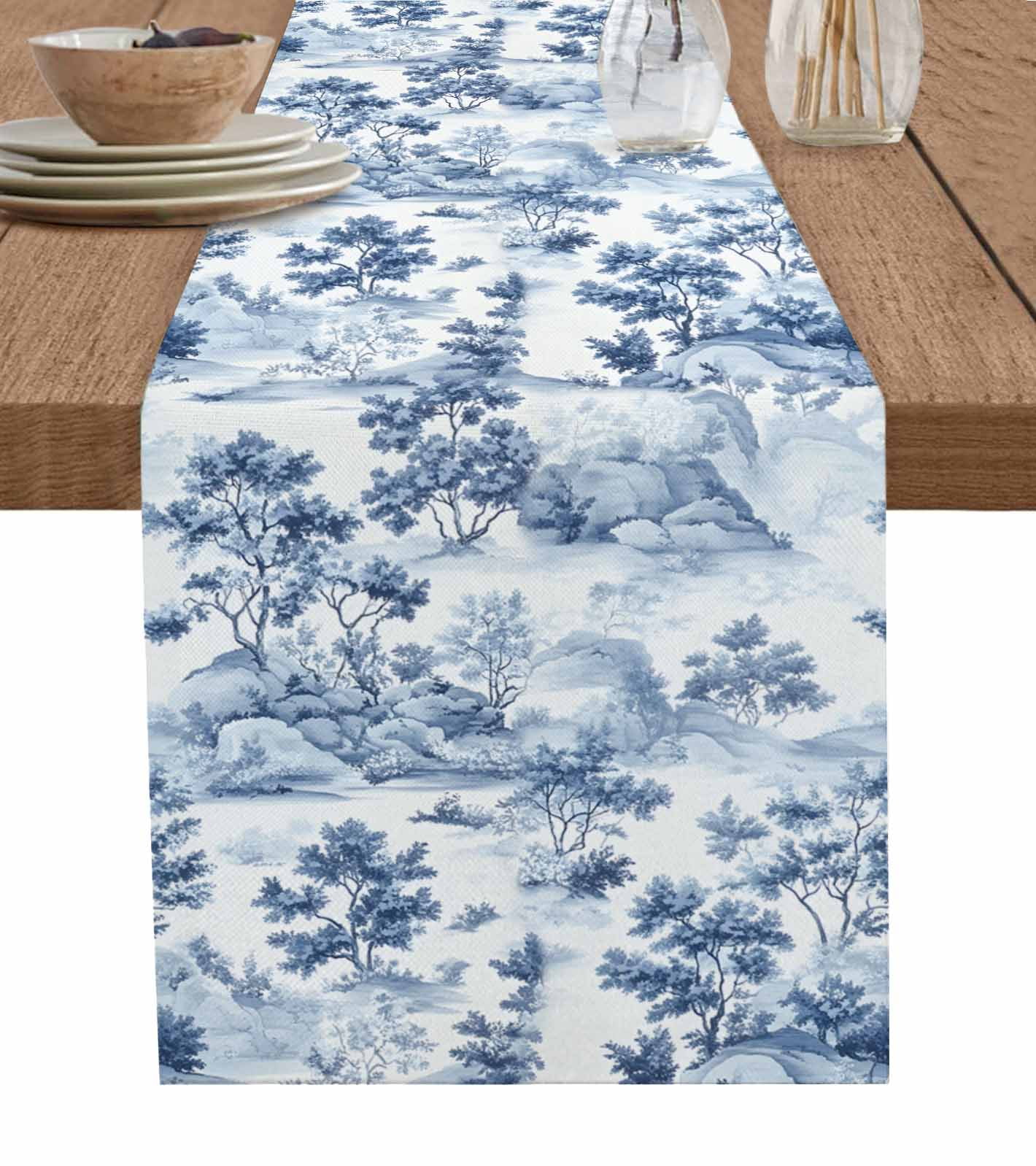 Boanket Blue Garden Forest Table Runner - 36 Inch Long, Kitchen Dining ...