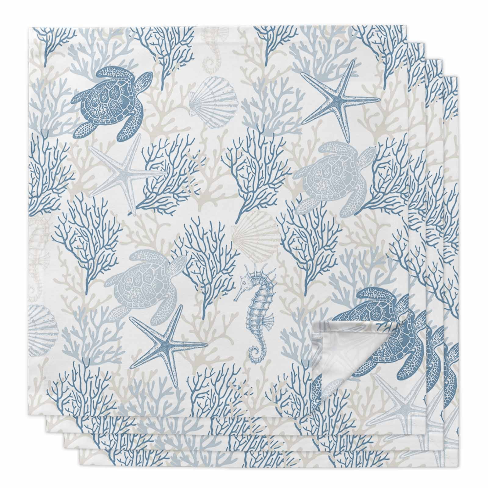 Boanket Blue Grey Coastal Cloth Napkins Set of 4, Holiday Napkins for ...