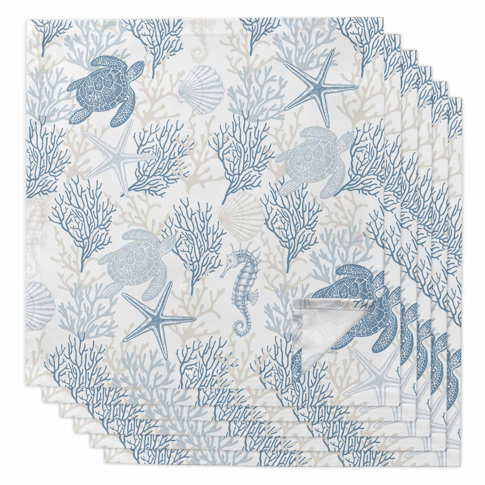 Boanket Blue Grey Coastal Cloth Napkins Set of 6, Holiday Napkins for ...