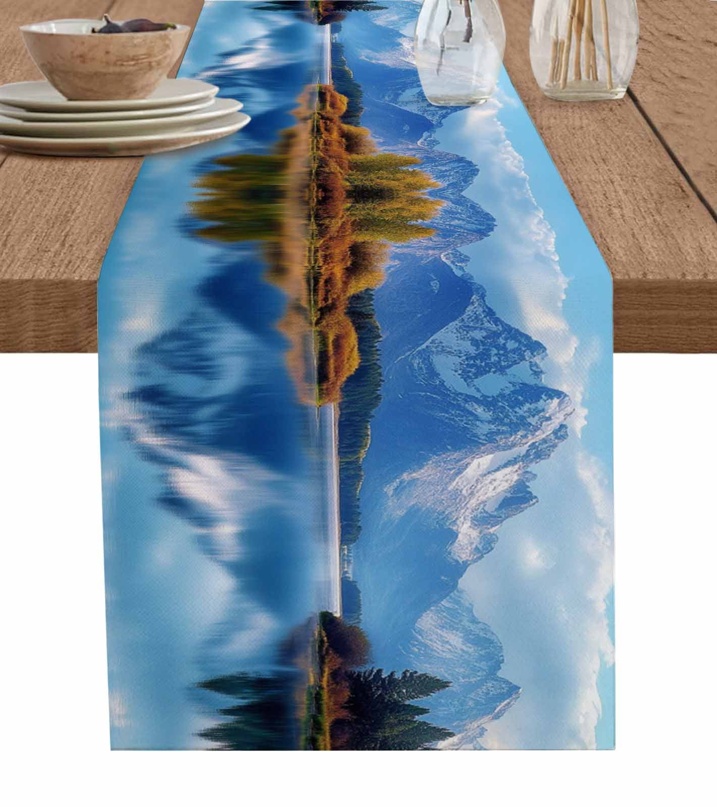Boanket Blue Mountain Table Runner - 108 Inch Long, Kitchen Dining ...
