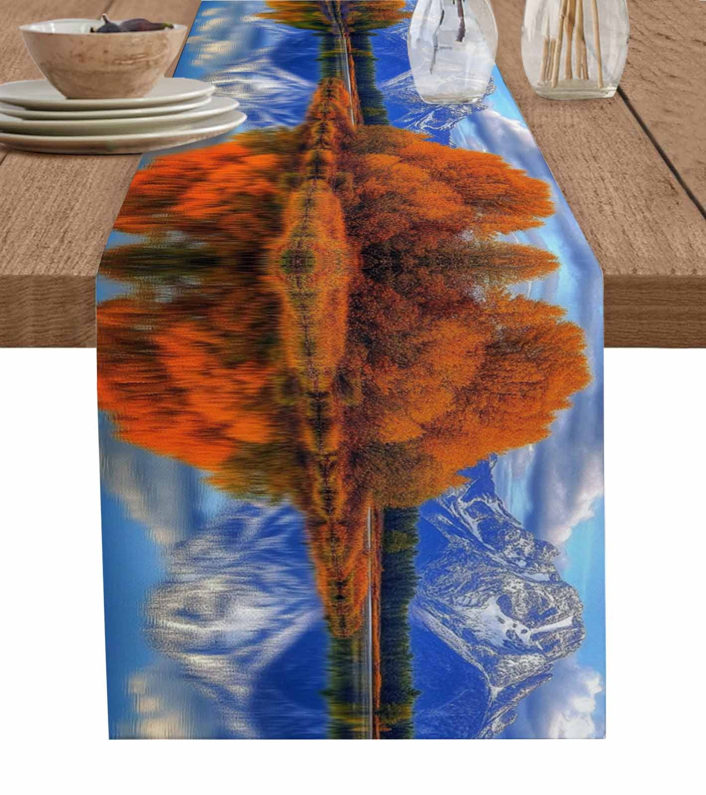 Boanket Blue Mountain Table Runner - 90 Inch Long, Kitchen Dining Table ...