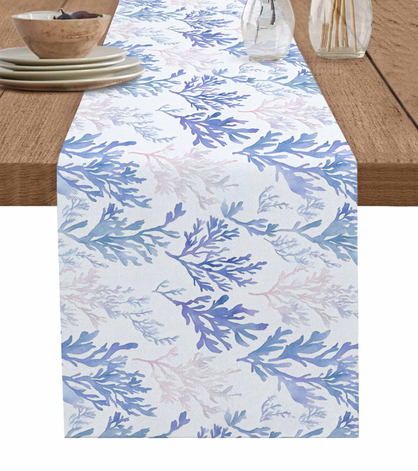 Boanket Blue Ombre Coral Table Runner - 60 Inch Long, Kitchen Dining ...