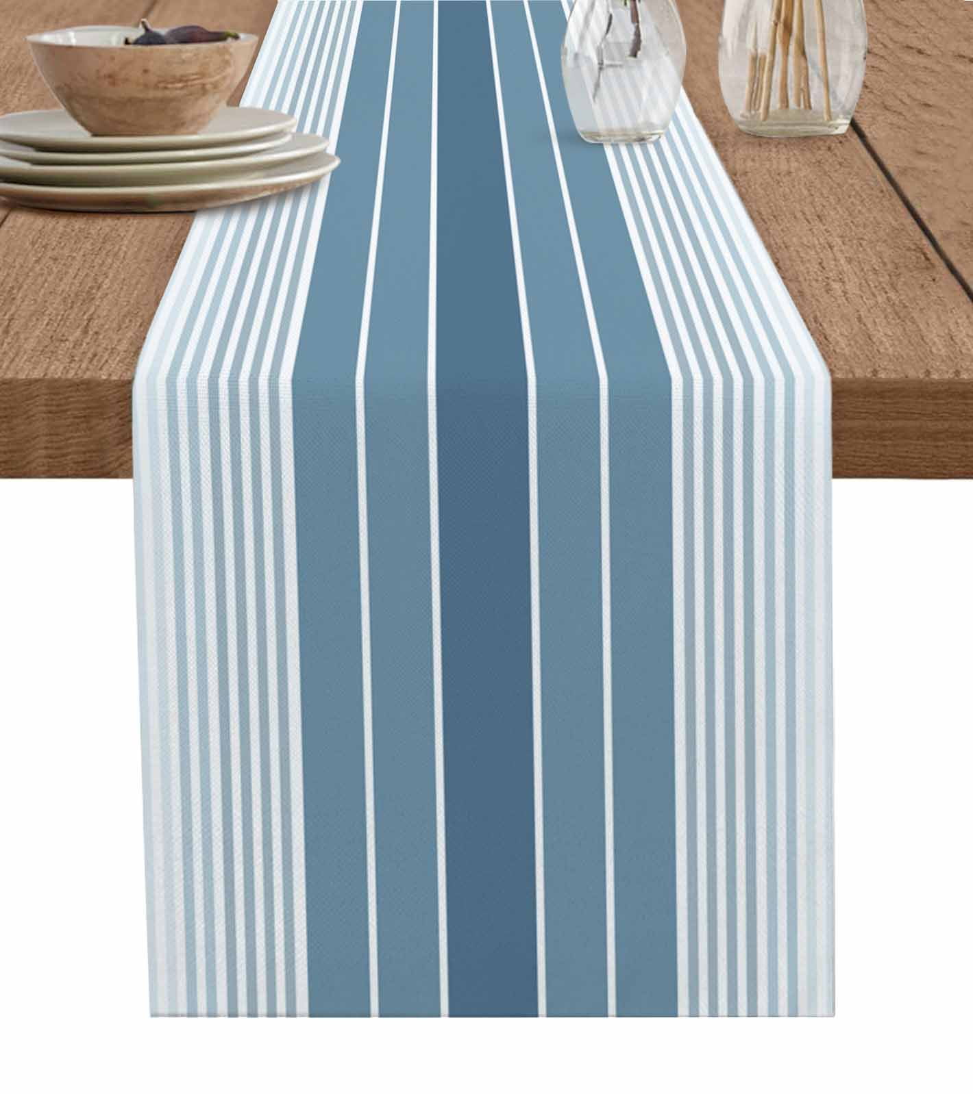 Boanket Blue Ombre Stripe Table Runner - 70 Inch Long, Kitchen Dining ...