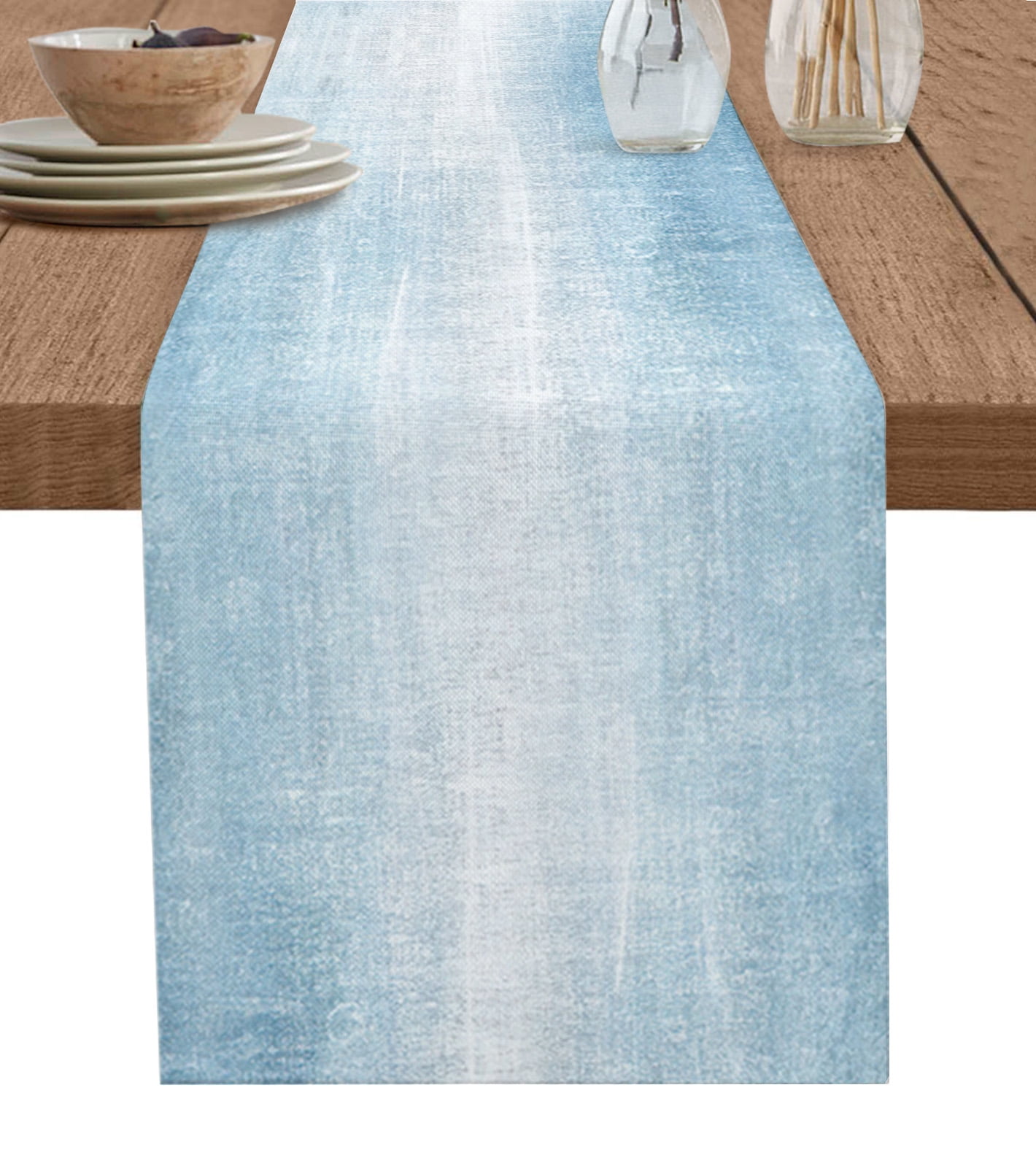 Boanket Blue Ombre Table Runner - 48 Inch Long, Kitchen Dining Table ...