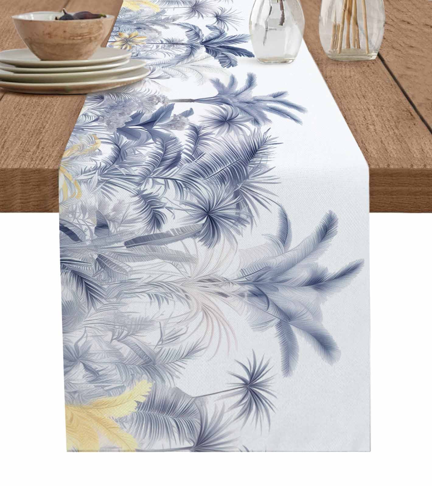 Boanket Blue Palm Tree Table Runner - 90 Inch Long, Kitchen Dining ...