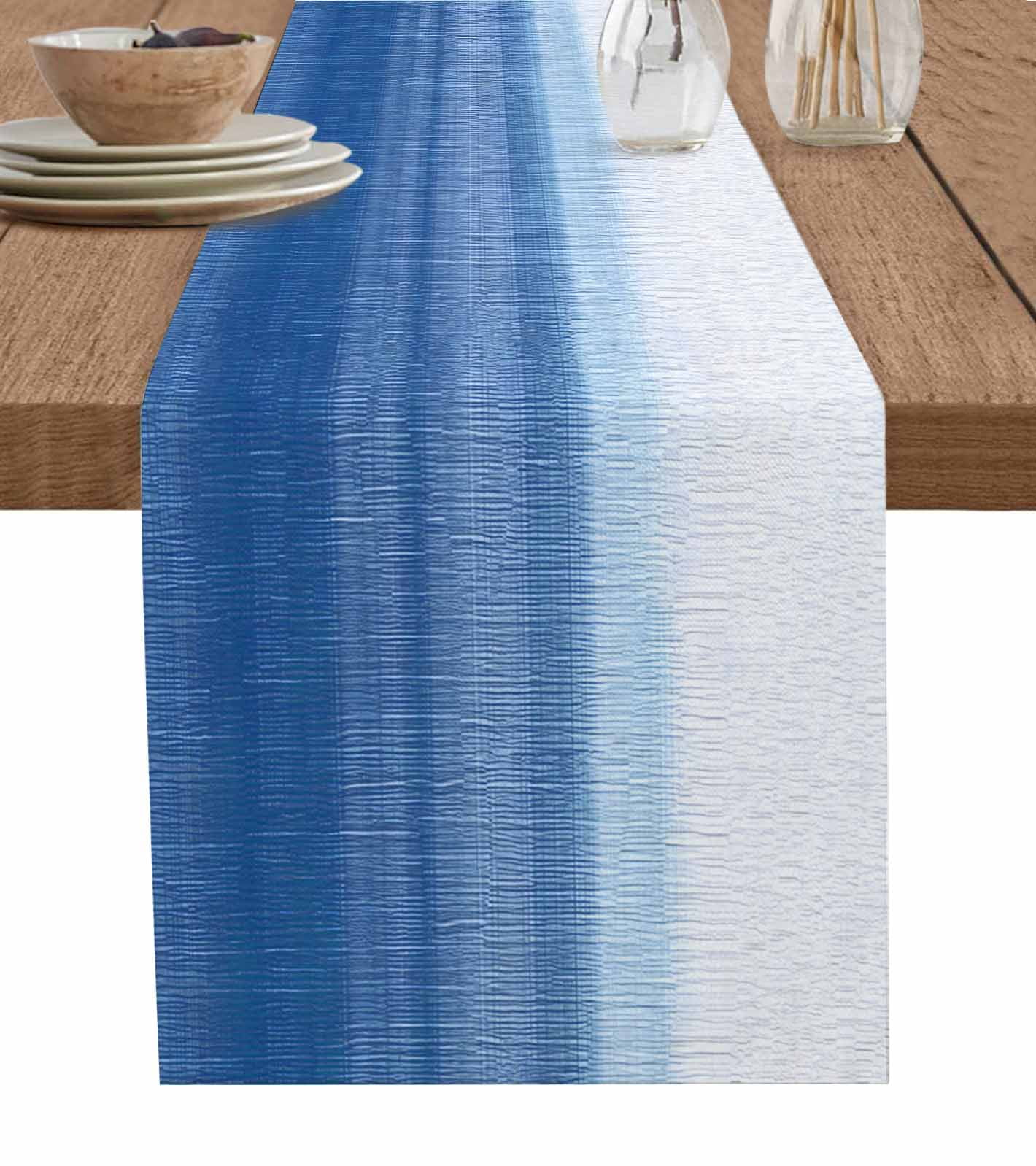 Boanket Blue White Ombre Table Runner - 90 Inch Long, Kitchen Dining Table Runner Dresser ...