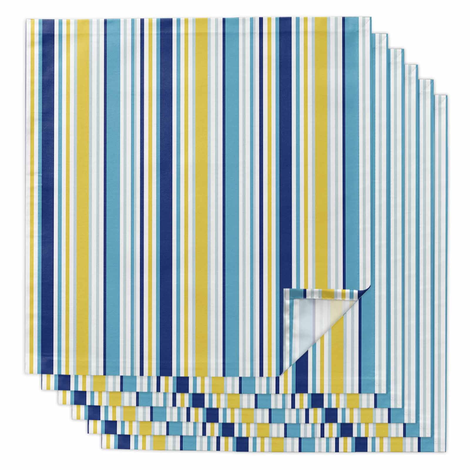 Boanket Blue Yellow Striped Cloth Napkins Set of 6, Holiday Napkins for ...