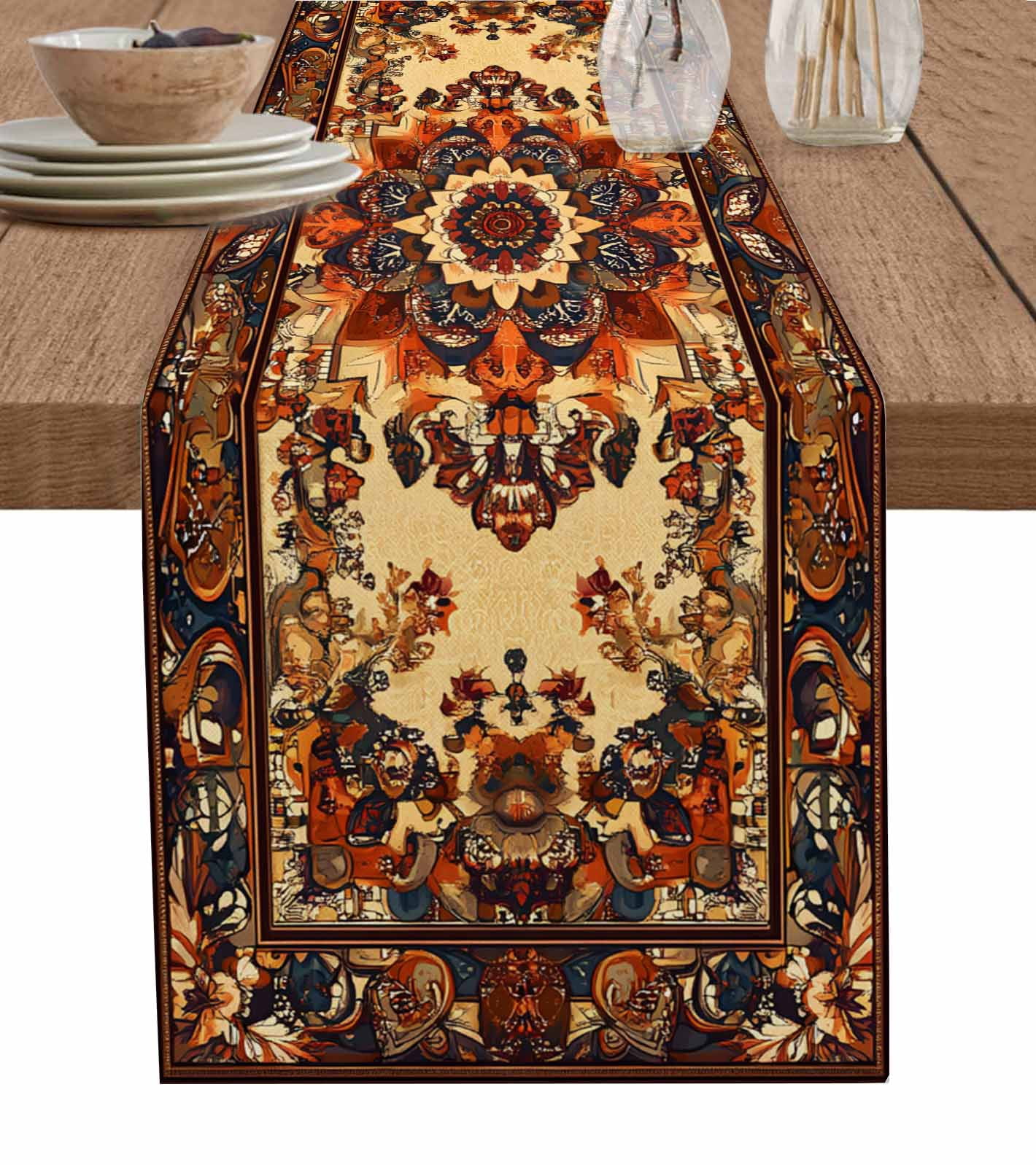 Boanket Bohemian Flower Table Runner - 120 Inch Long, Kitchen Dining ...