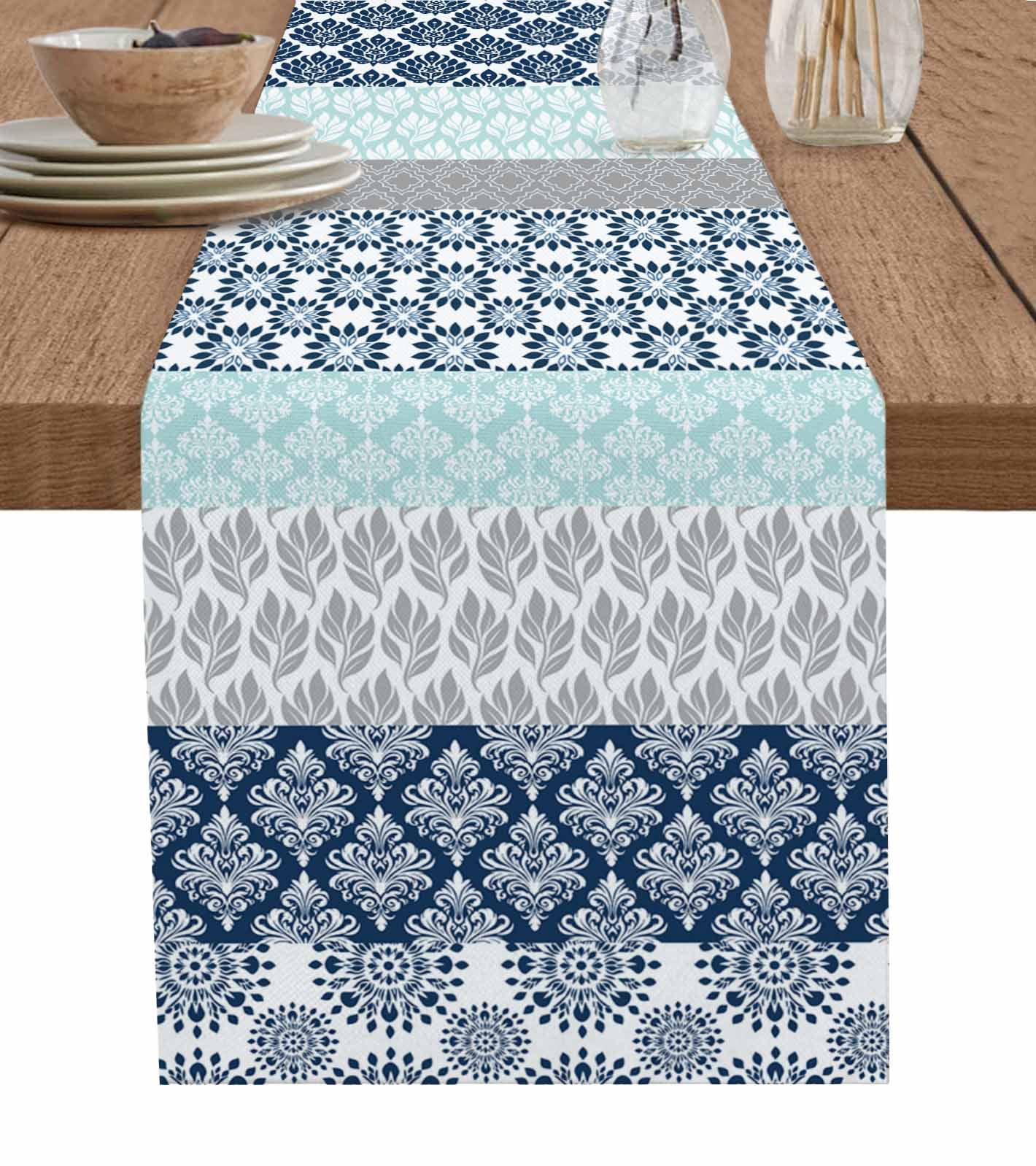 Boanket Boho Blue Aqua Table Runner - 48 Inch Long, Kitchen Dining ...