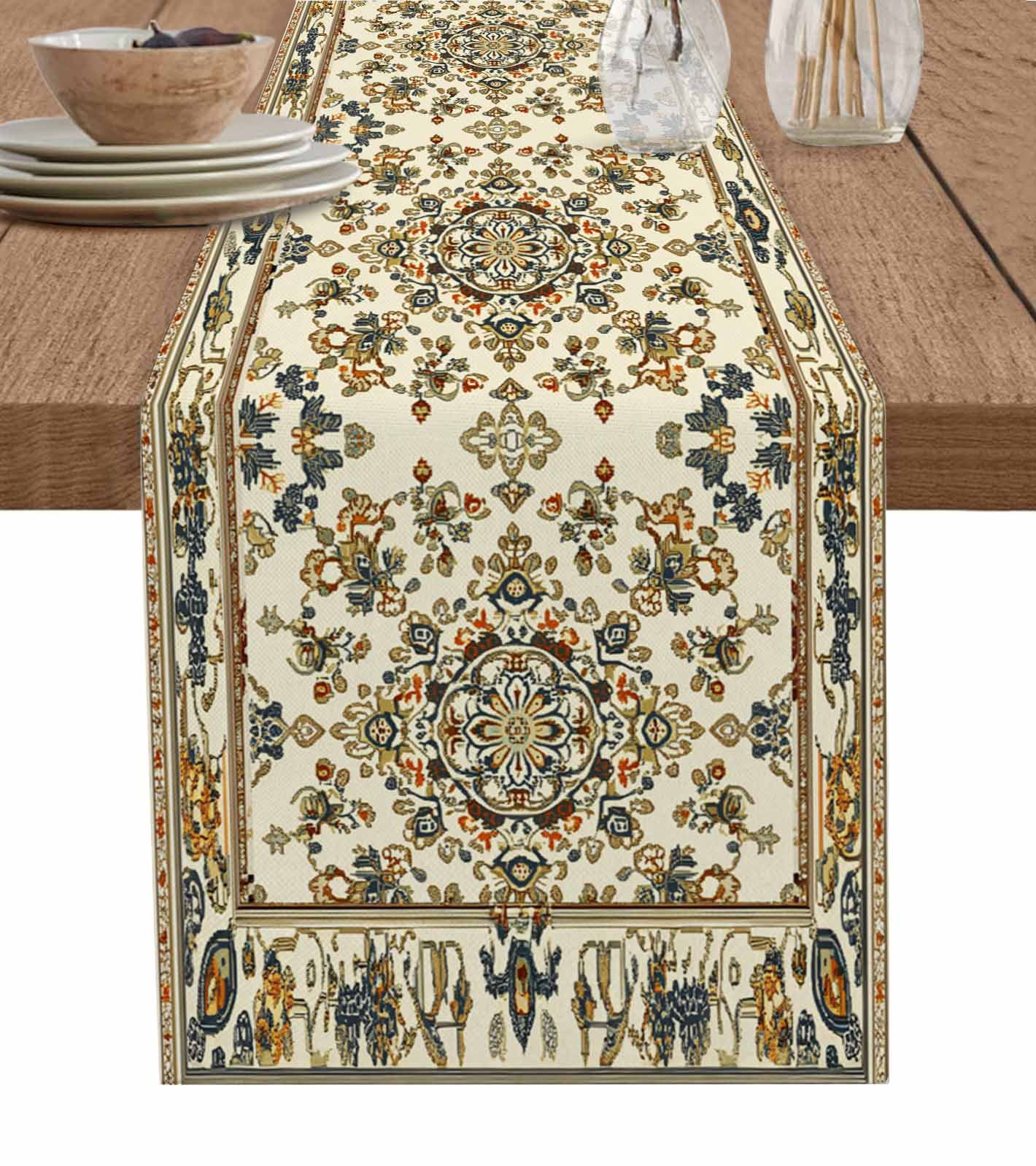 Boanket Boho Floral Table Runner - 90 Inch Long, Kitchen Dining Table ...