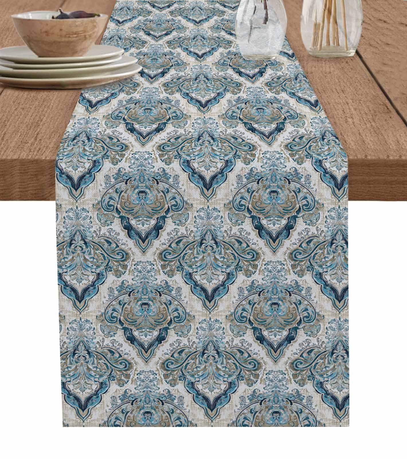Boanket Boho Floral Table Runner - 90 Inch Long, Kitchen Dining Table ...