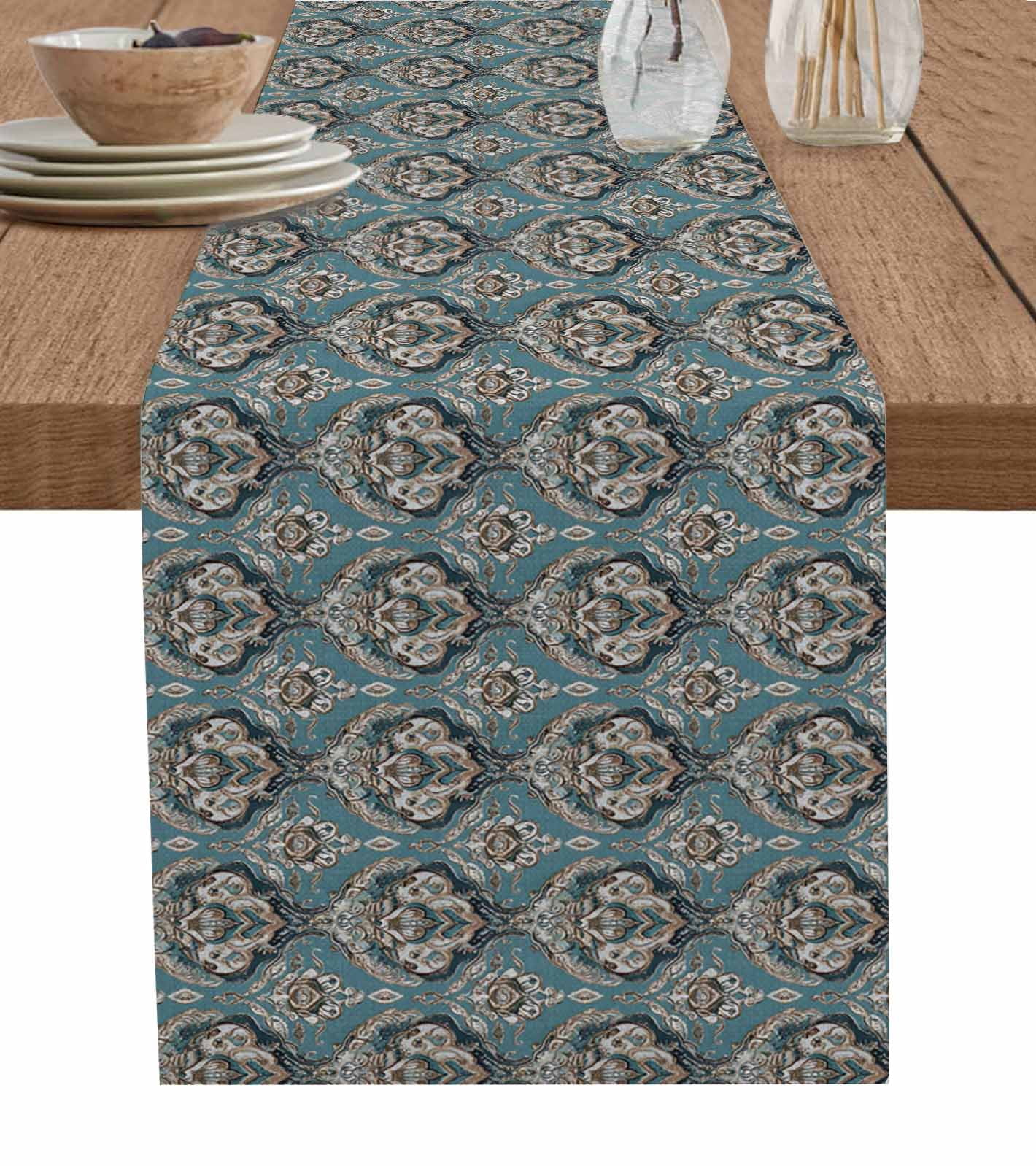 Boanket Boho Flower Table Runner - 120 Inch Long, Kitchen Dining Table ...