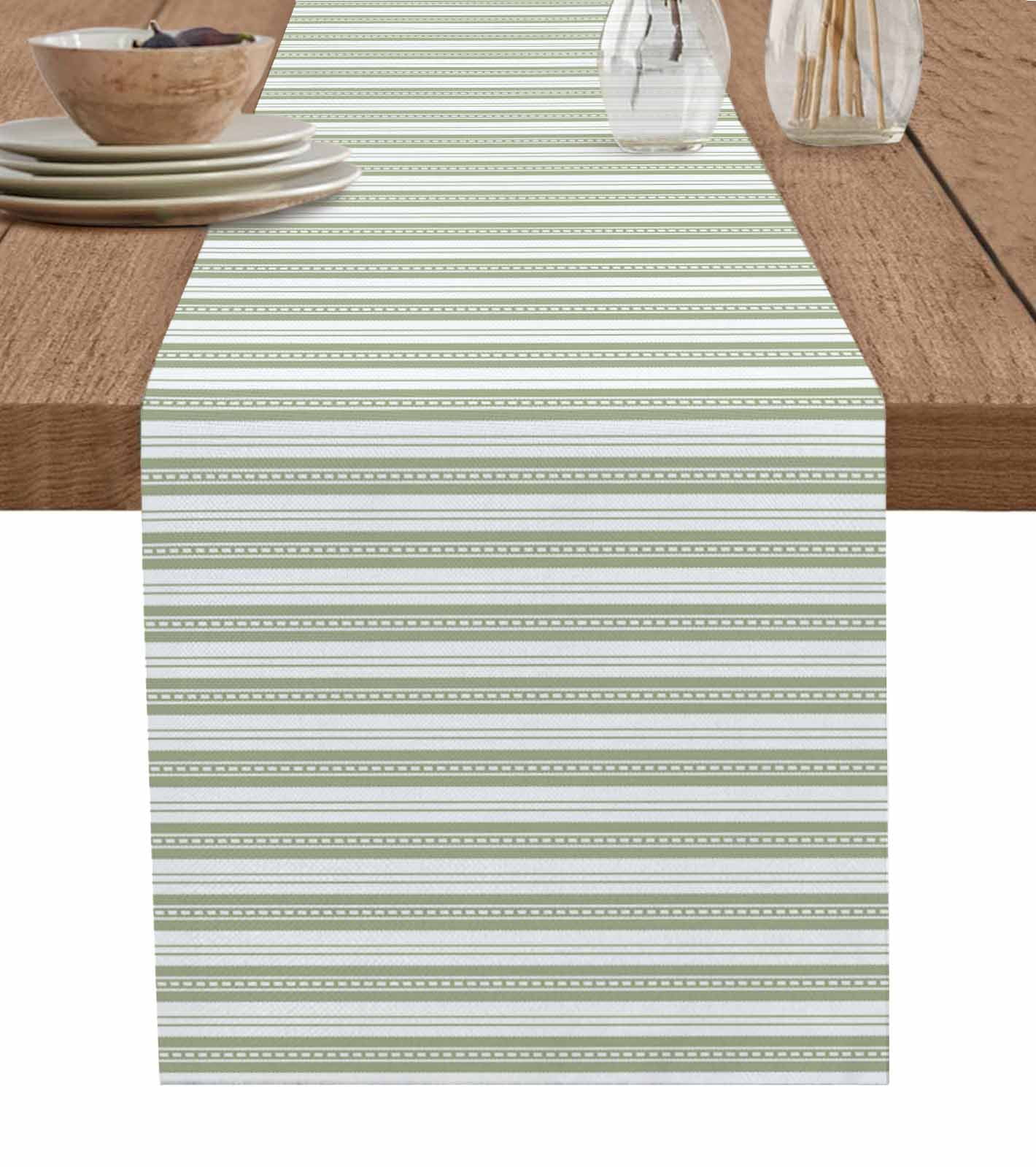 Boanket Boho Sage Green Stripe Table Runner - 70 Inch Long, Kitchen ...