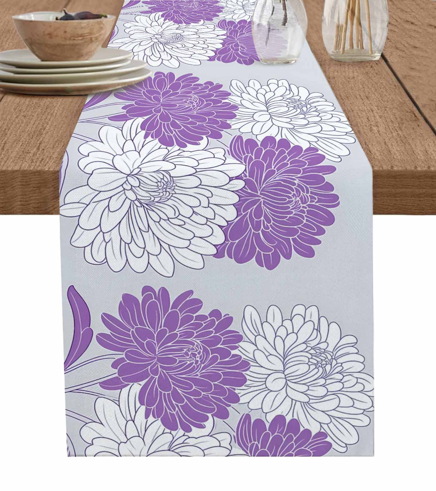 Boanket Botanical Floral Table Runner - 90 Inch Long, Kitchen Dining ...