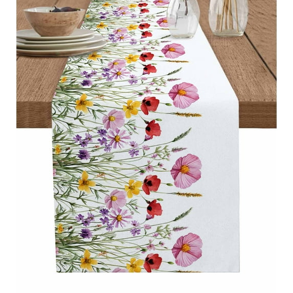 Boanket Botanical Flowers Table Runner - 60 Inch Long, Kitchen Dining ...