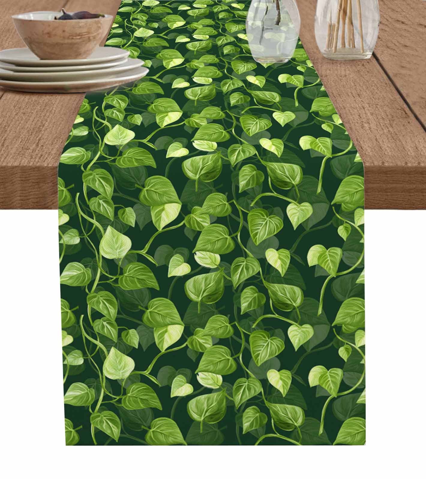 Boanket Botanical Leaves Table Runner - 108 Inch Long, Kitchen Dining ...