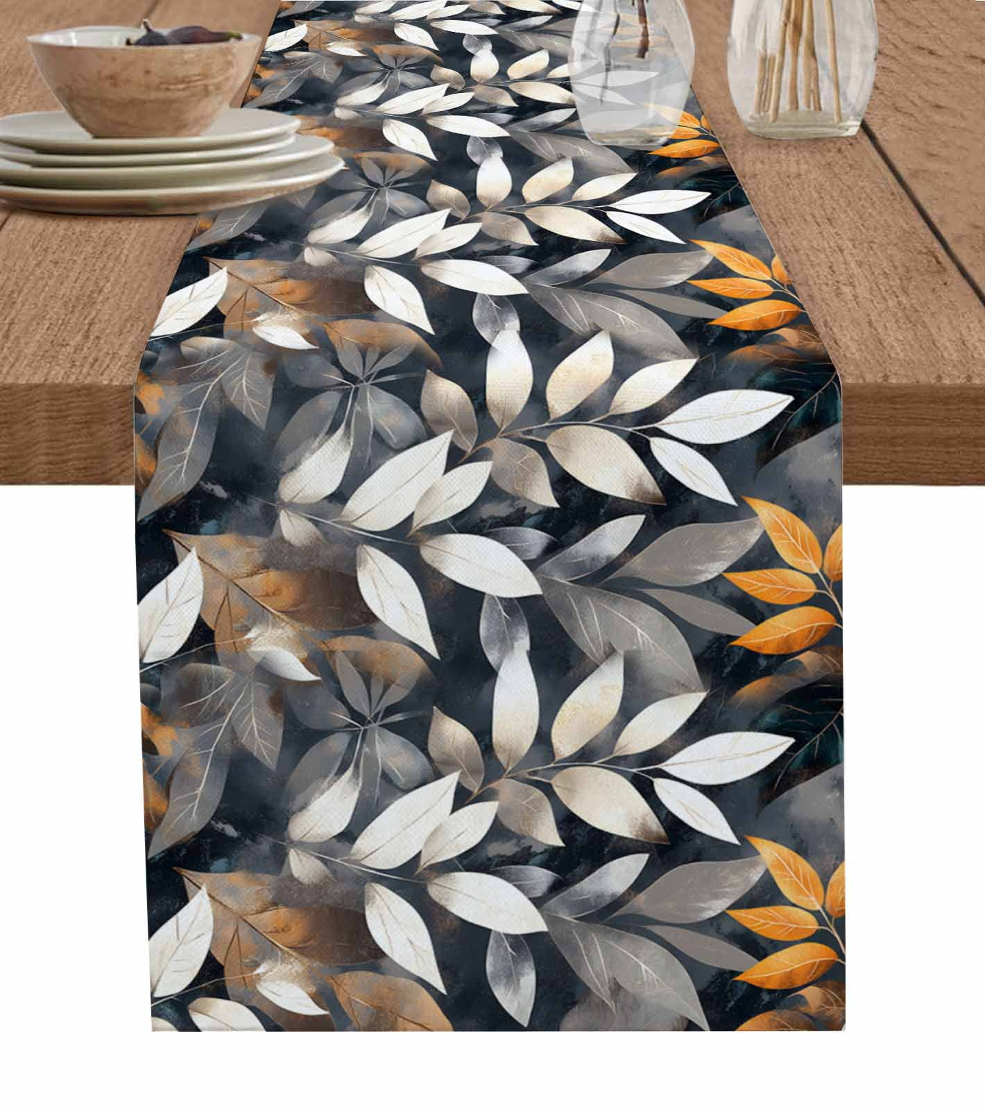 Boanket Botanical Leaves Table Runner - 120 Inch Long, Kitchen Dining ...