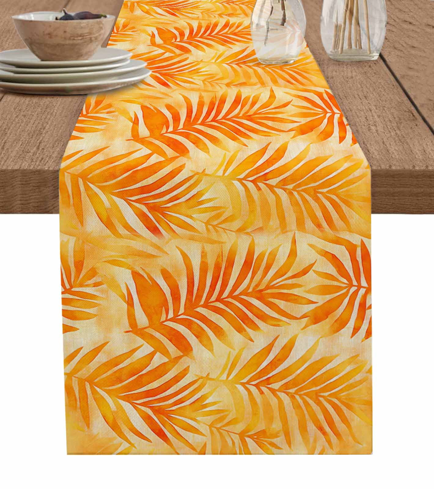 Boanket Botanical Orange Yellow Table Runner - 36 Inch Long, Kitchen ...