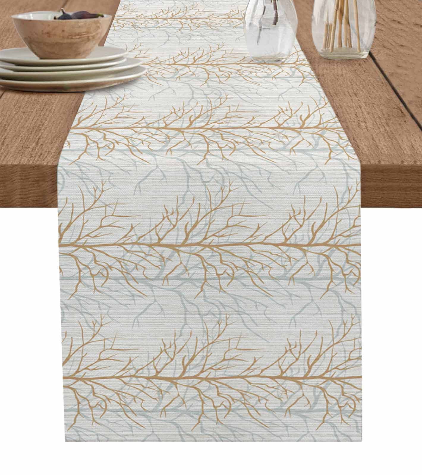 Boanket Brown Botanical Table Runner - 70 Inch Long, Kitchen Dining ...