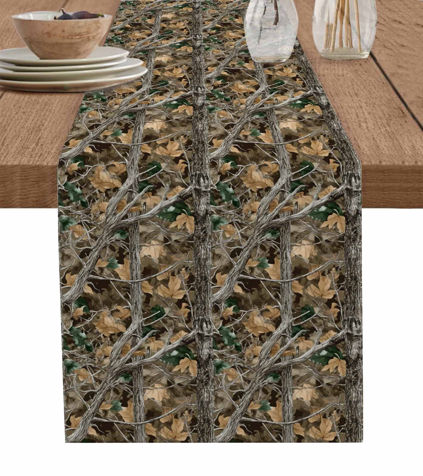 Boanket Brown Fall Maple Leaves Table Runner - 108 Inch Long, Kitchen ...
