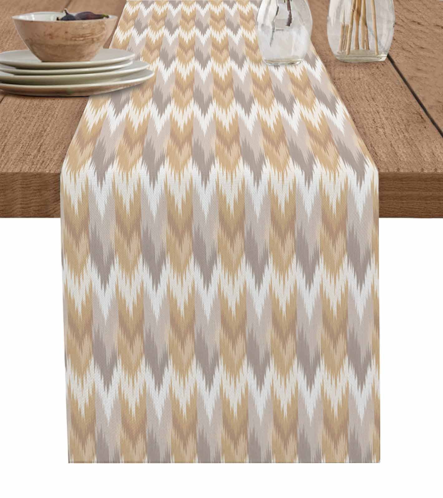 Boanket Brown Grey Geometric Table Runner - 90 Inch Long, Kitchen ...