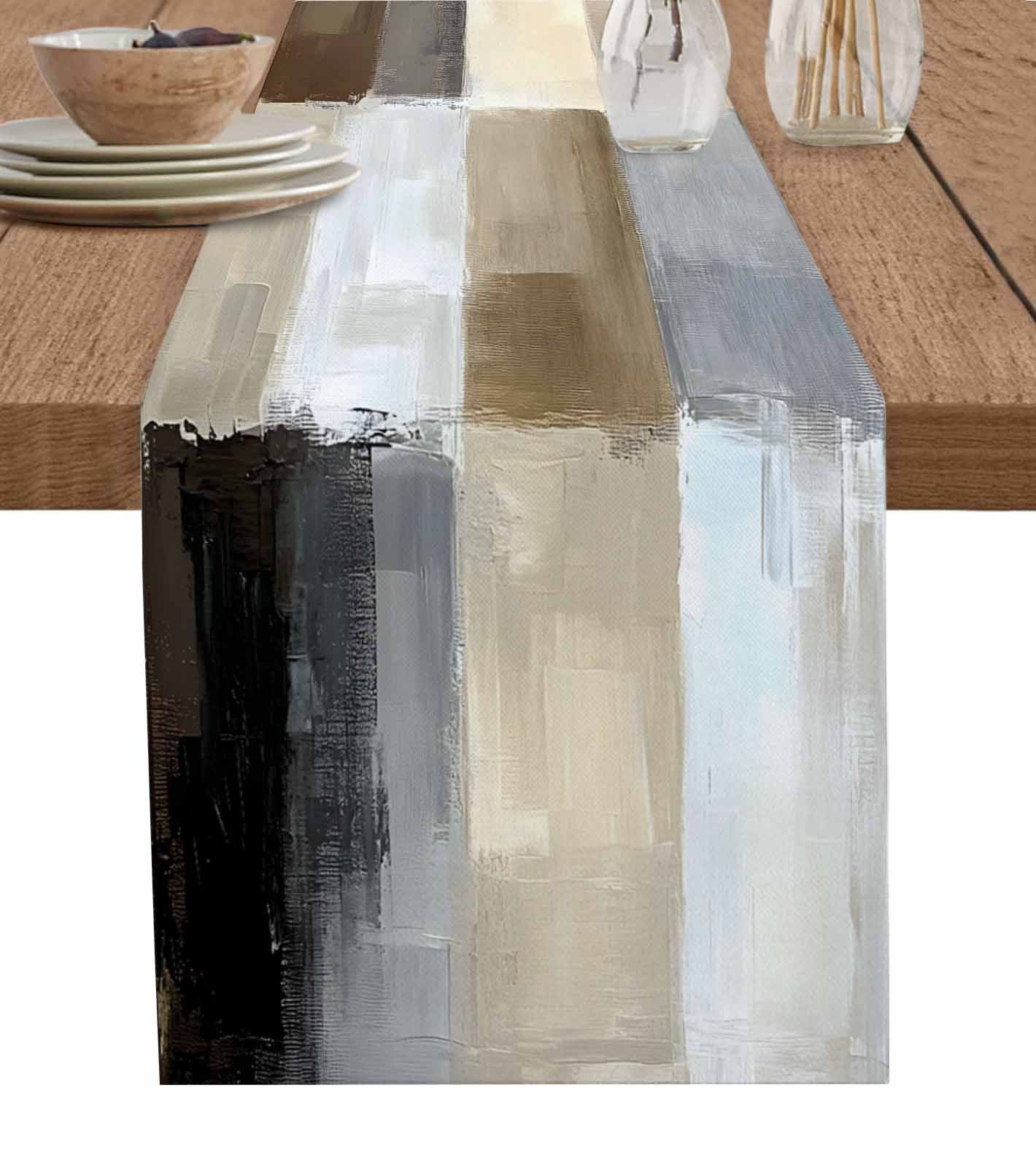Boanket Brown Grey Ombre Table Runner - 72 Inch Long, Kitchen Dining ...