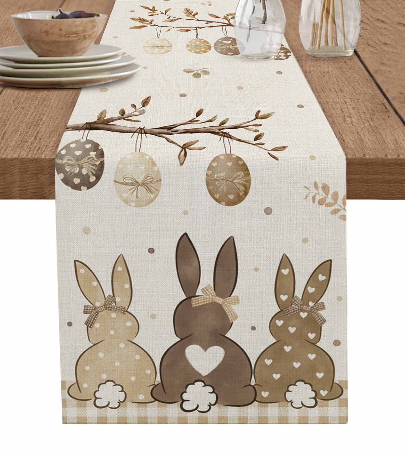 Boanket Brown Spring Easter Table Runner - 108 Inch Long, Kitchen Dining Table Runner Dresser ...