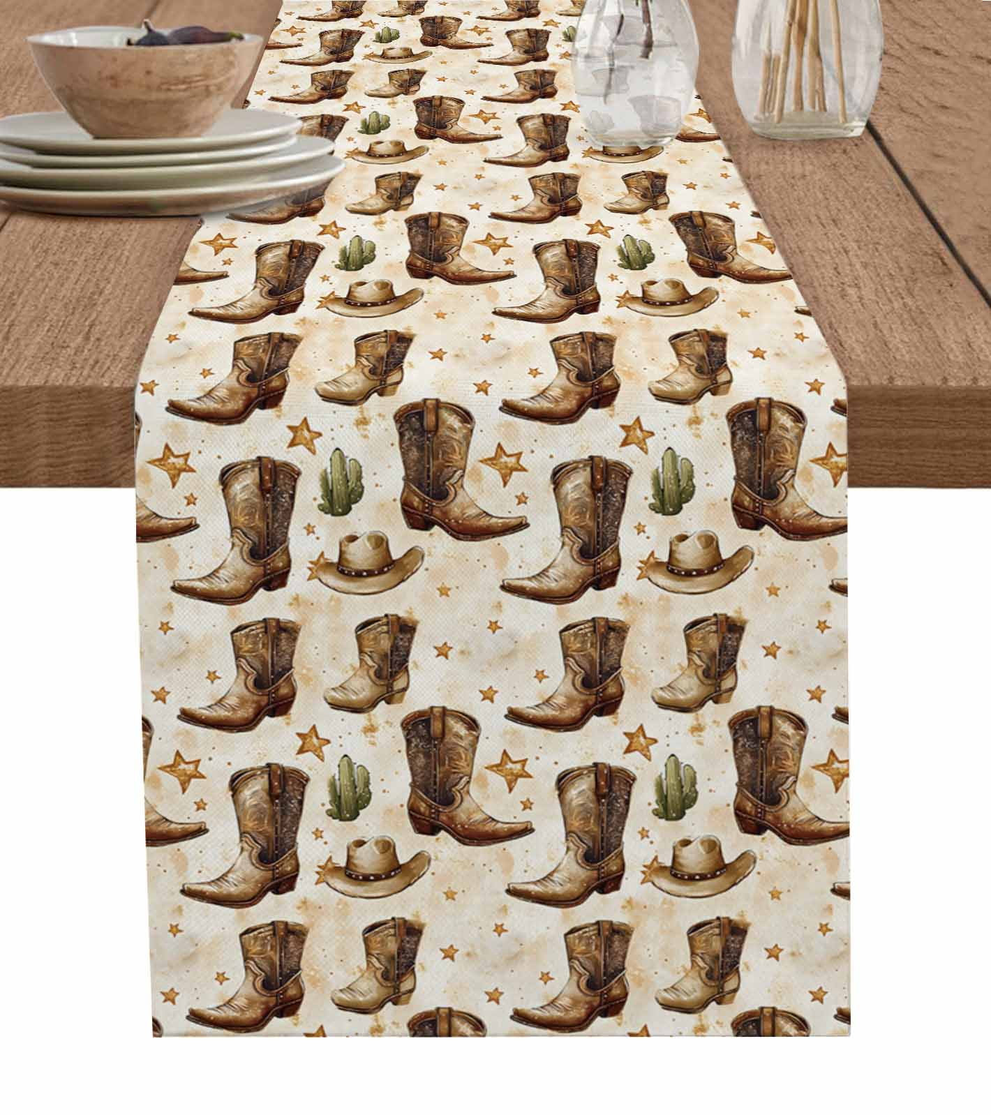 Boanket Brown Western Cowboy Table Runner - 72 Inch Long, Kitchen ...