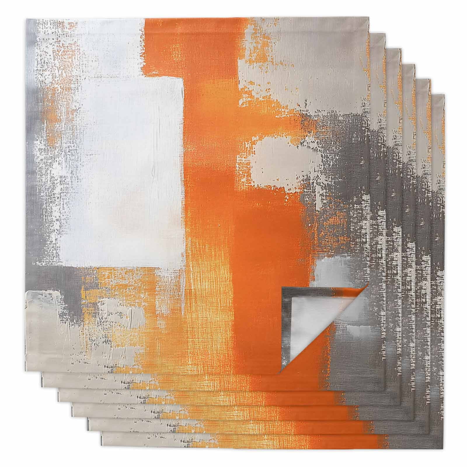 Boanket Burnt Orange Grey Cloth Napkins Set of 6, Holiday Napkins for ...