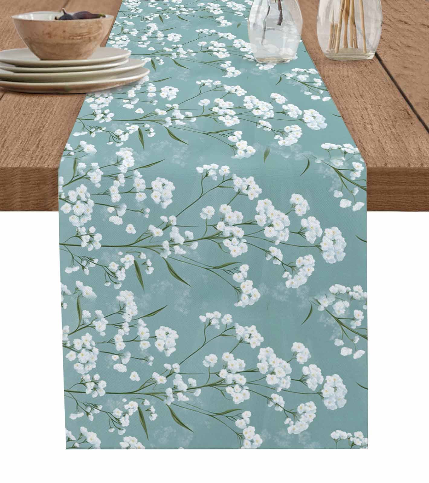 Boanket Cherry Blossoms Table Runner - 48 Inch Long, Kitchen Dining Table Runner Dresser Scarves ...