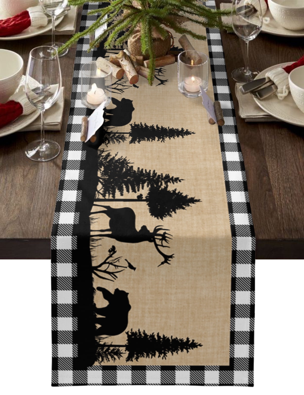 Boanket Christmas Elk Table Runner - 48 Inch Long, Kitchen Dining Table ...