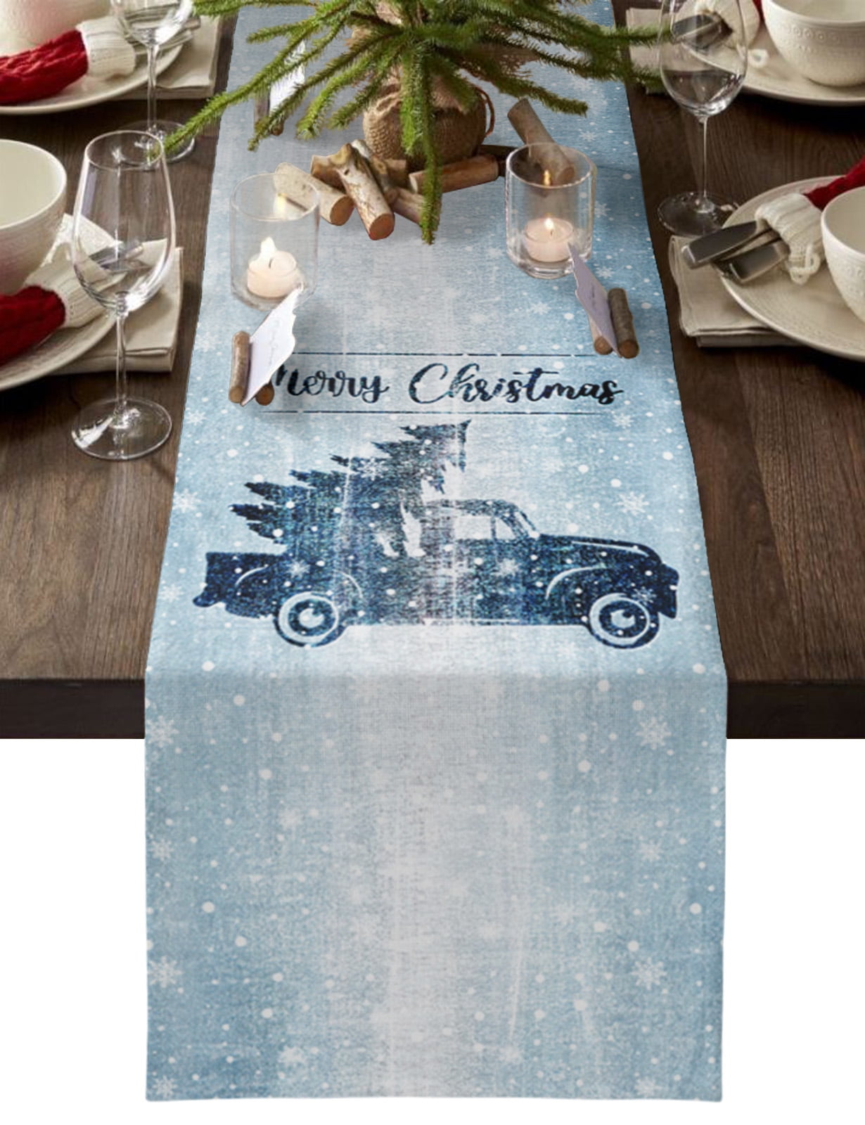 Boanket Christmas Truck, Table Runner - 48 Inch Long, Kitchen Dining ...