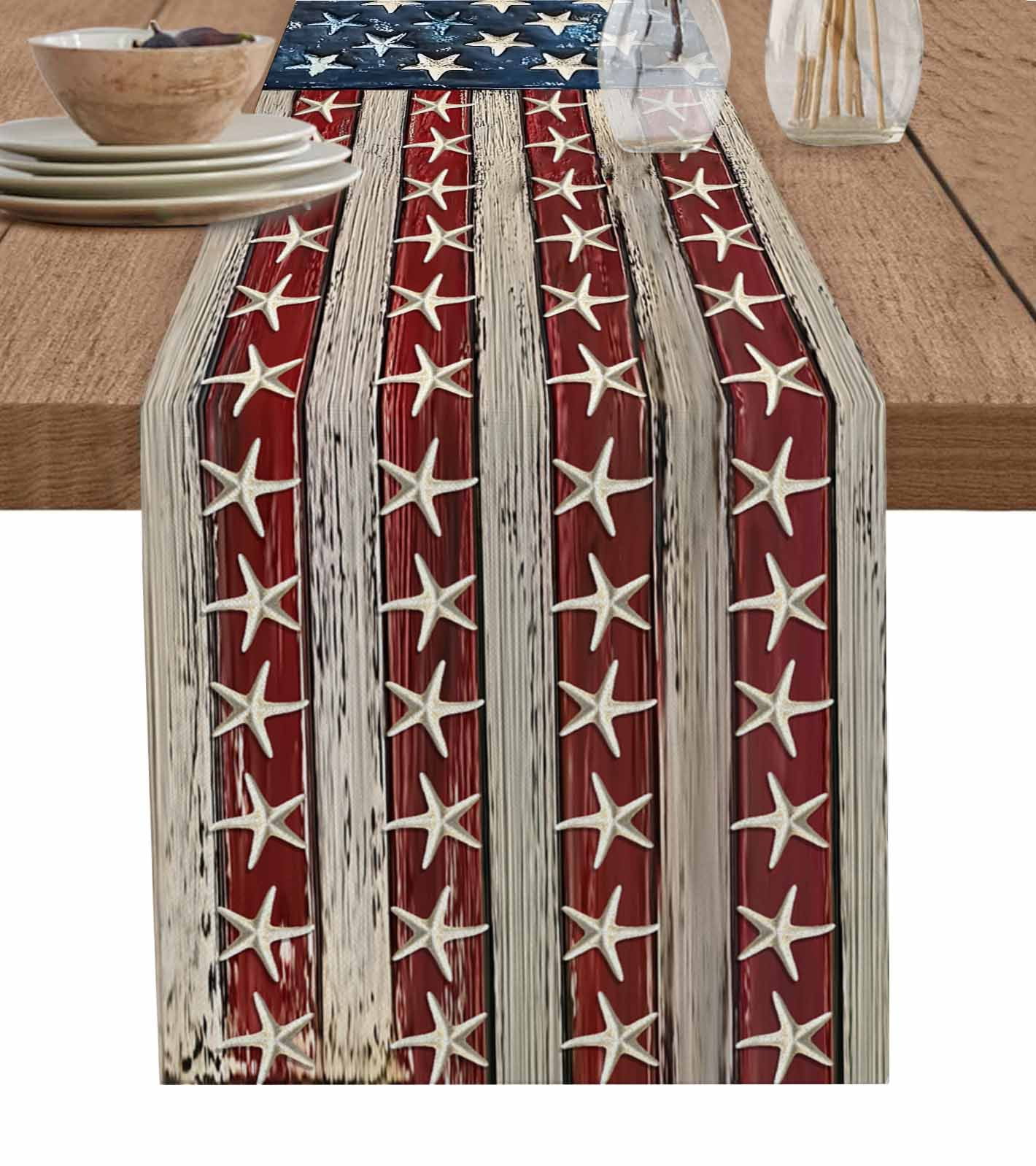 Boanket Coastal American Flag Table Runner - 90 Inch Long, Kitchen ...