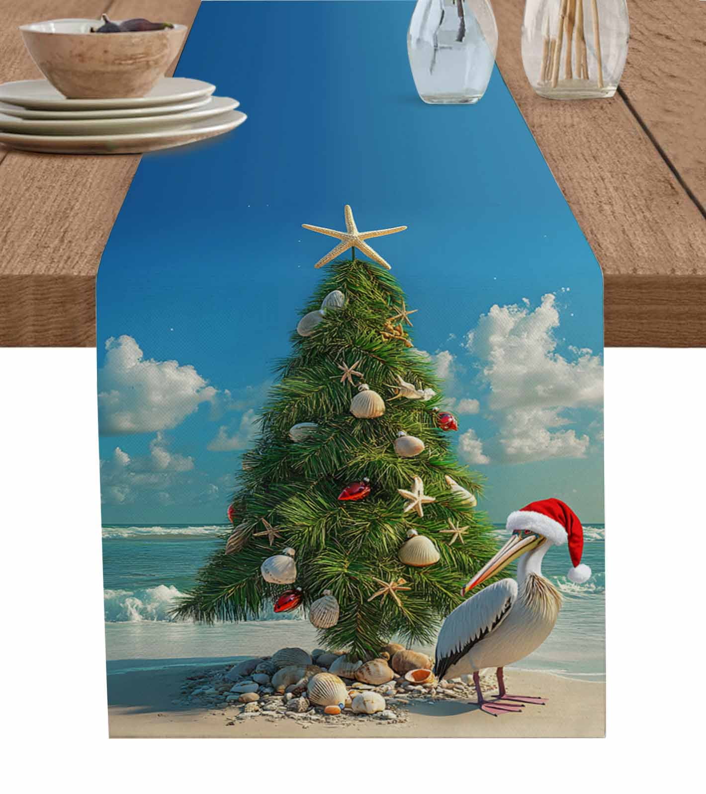Boanket Coastal Christmas Table Runner - 60 Inch Long, Kitchen Dining ...