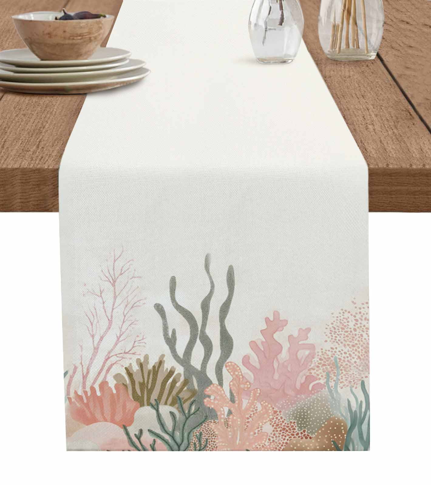 Boanket Coastal Coral Table Runner - 36 Inch Long, Kitchen Dining Table ...