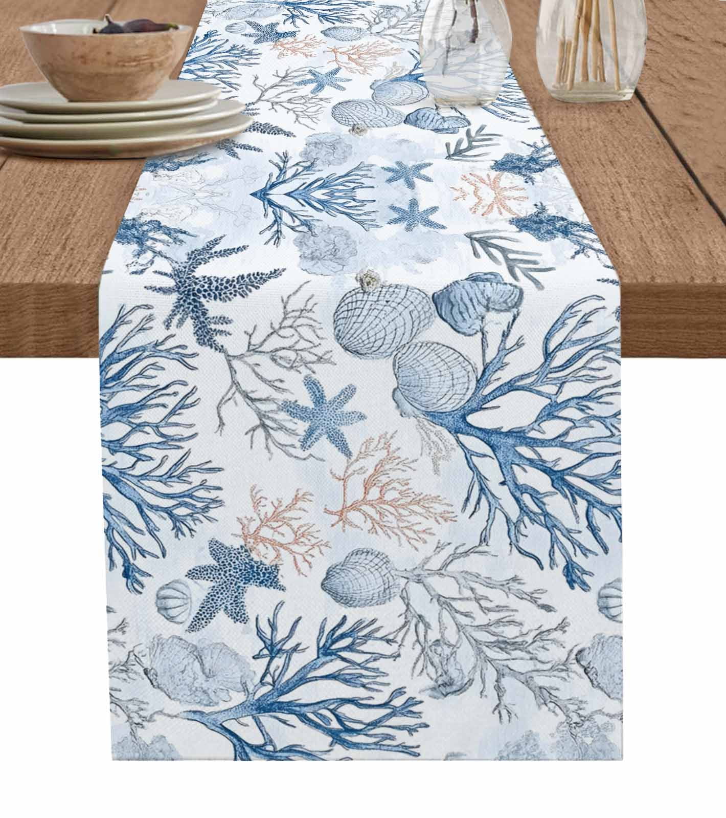Boanket Coastal Coral Table Runner - 36 Inch Long, Kitchen Dining Table ...
