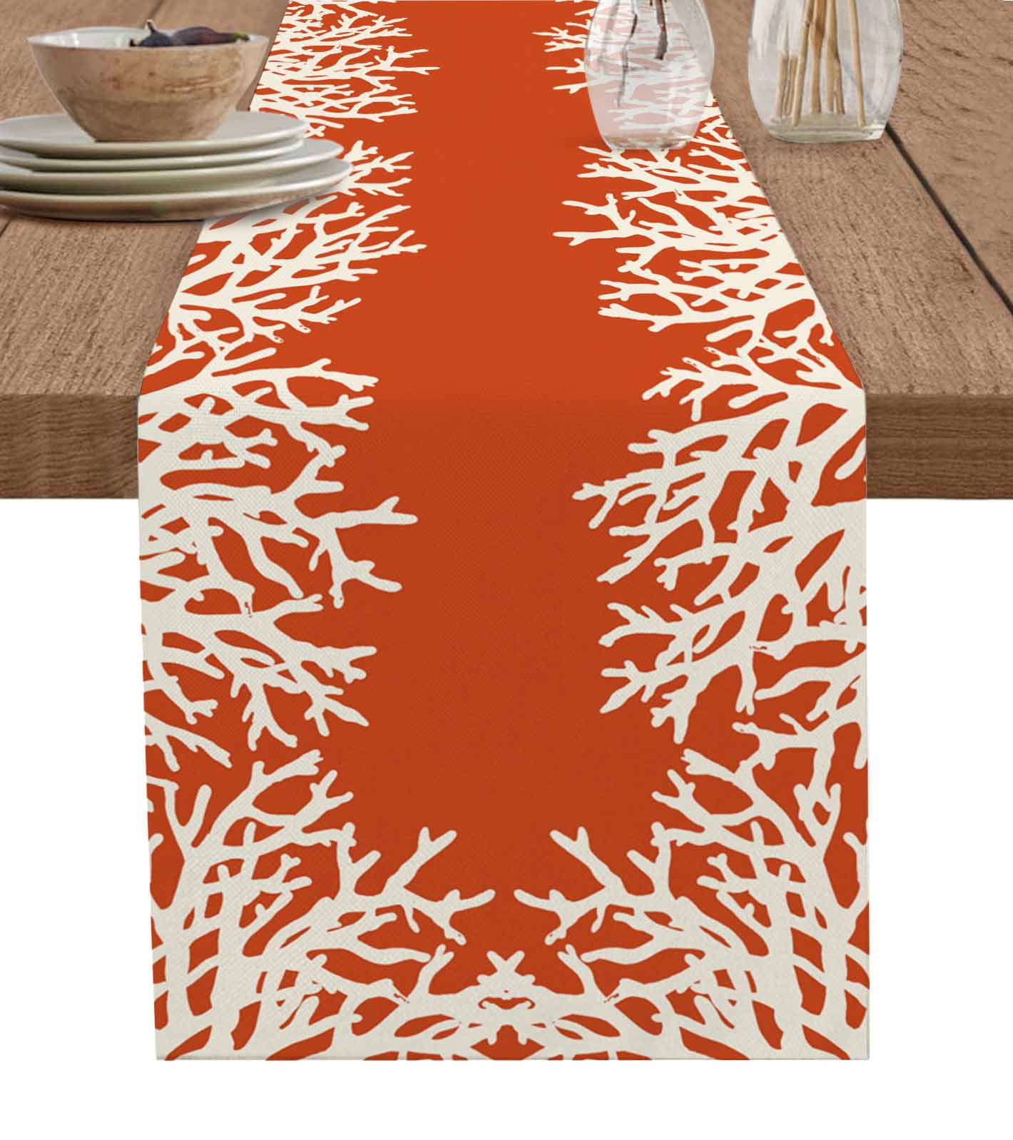Boanket Coastal Coral Table Runner - 70 Inch Long, Kitchen Dining Table ...