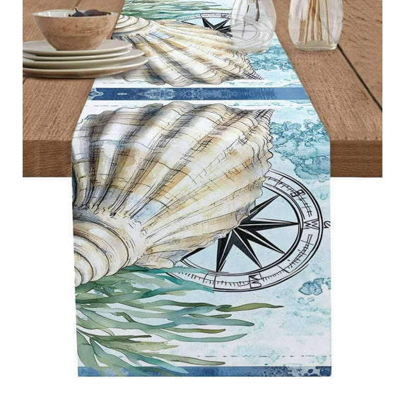 Boanket Coastal Ocean Table Runner - 70 Inch Long, Kitchen Dining Table ...